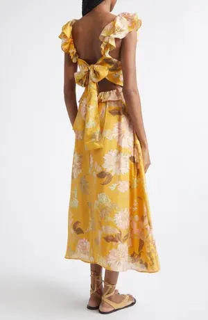 REISS Lucy Ruffle Midi Dress