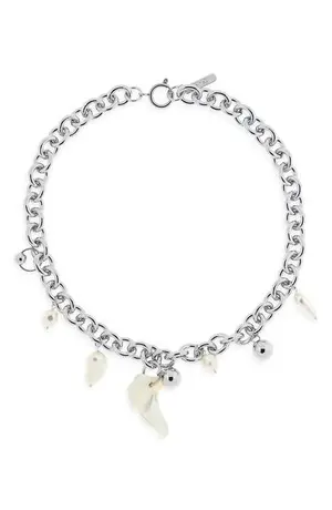 JUSTINE CLENQUET Tyler Mixed Charm Chain Necklace - Palladium