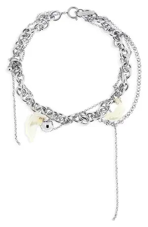 JUSTINE CLENQUET Lewis Mixed Chain & Seashell Necklace - Palladium