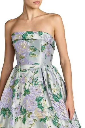 Mac Duggal Floral Brocade Strapless Ballgown
