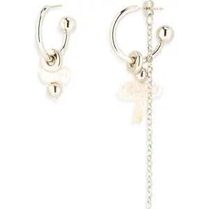 JUSTINE CLENQUET Sunny Mismatched Hoop Drop Earrings - Palladium