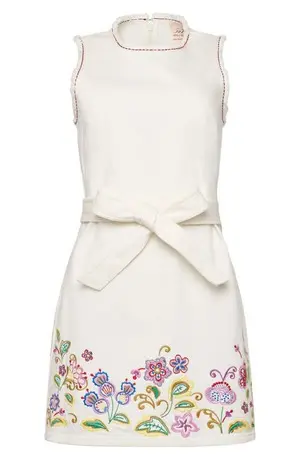 Cinq À Sept Embroidered Cotton Blend Shift Dress