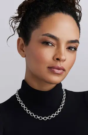 Lagos Sterling Fluted Small Oval Link Necklace