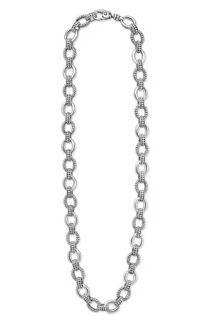 Lagos Sterling Fluted Small Oval Link Necklace