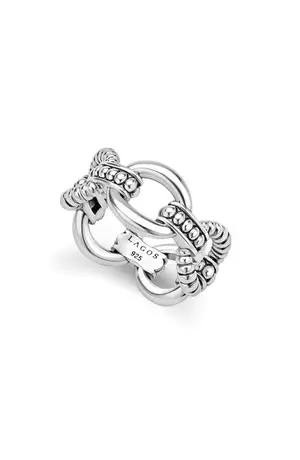Lagos Sterling Caviar Link Ring - Silver