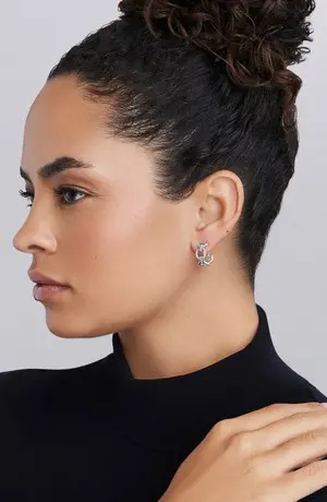 Lagos Sterling Caviar Link Hoop Earrings