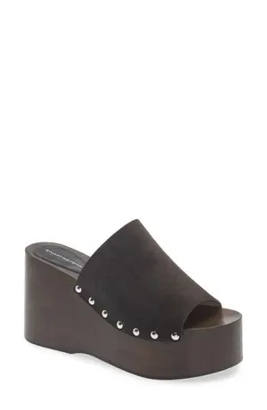 STUART WEITZMAN Studded Wedge Platform Slide Sandal - Shadow