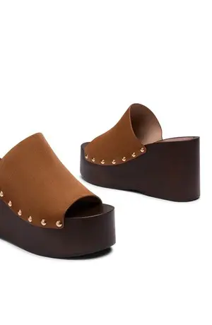 STUART WEITZMAN Studded Wedge Platform Slide Sandals - Doednu