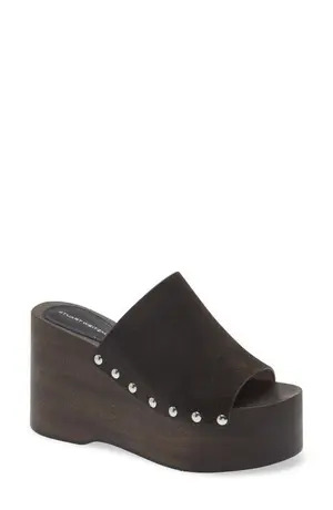 STUART WEITZMAN Studded Wedge Platform Slide Sandal - Shadow