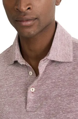 Eton Linen & Cotton Fine Knit Polo - Dark Purple