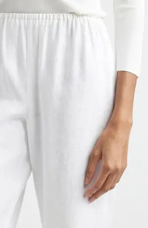 Posse Florence Ruffle Detail Crop Linen Pants - Ivory