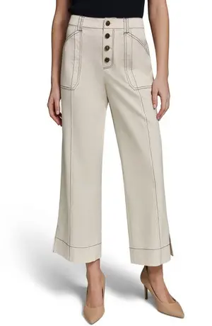 Karl Lagerfeld Paris Straight Leg Crop Pants With Sailor Buttons
