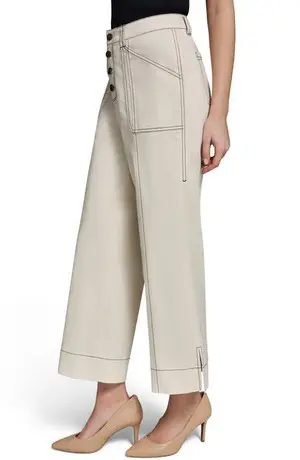 Karl Lagerfeld Paris Straight Leg Crop Pants With Sailor Buttons