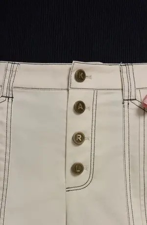 Karl Lagerfeld Paris Straight Leg Crop Pants With Sailor Buttons