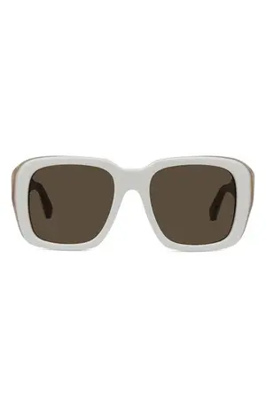 Loewe Signature Square Frame Sunglasses - Ivory/brown