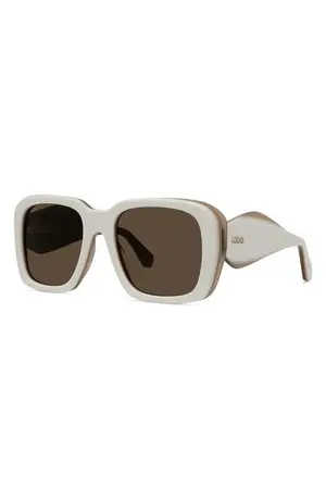 Loewe Signature Square Frame Sunglasses - Ivory/brown