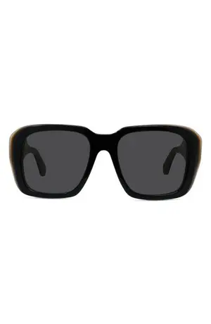 Loewe Signature Square Frame Sunglasses - Shiny Black/smoke