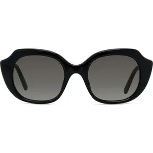 Loewe Tortoiseshell Oval Sunglasses - Shiny Black/gradient Smoke