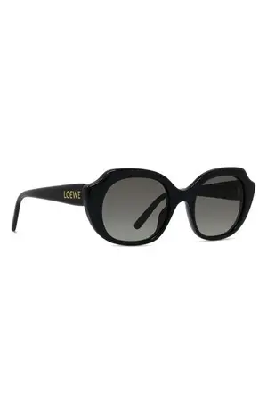 Loewe Tortoiseshell Oval Sunglasses - Shiny Black/gradient Smoke