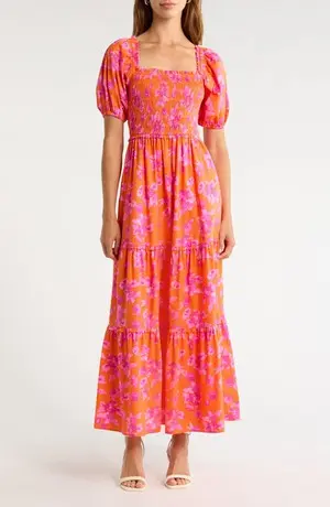 SUGARLIPS Cala Floral Tiered Cotton Maxi Dress