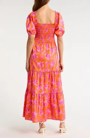 SUGARLIPS Cala Floral Tiered Cotton Maxi Dress