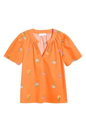 SUGARLIPS Floral Puff Sleeve Cotton Top