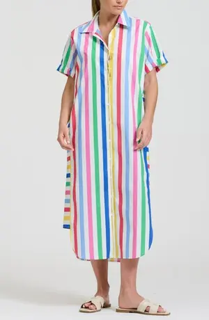 SHIRTY Multicolor Stripe Maxi Shirt Dress