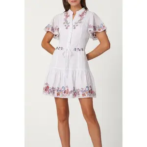 Shoshanna Embroidered Cotton Clip Mini Dress