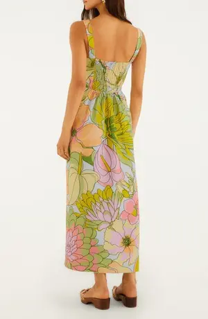 Farm Rio Spring Affair Floral Linen Maxi Dress