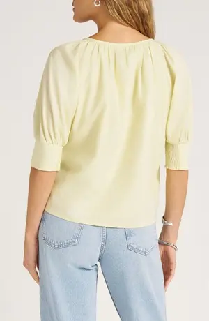 Matty M. Luma Puff Sleeve Lace Trim Shirt