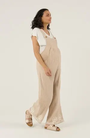 CACHE COEUR Maternity And Nursing Dungaree Yael - Beige