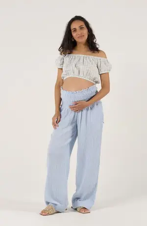 CACHE COEUR Maternity And Nursing Off-the-shoulder Smocked Crop Top - Multicolor