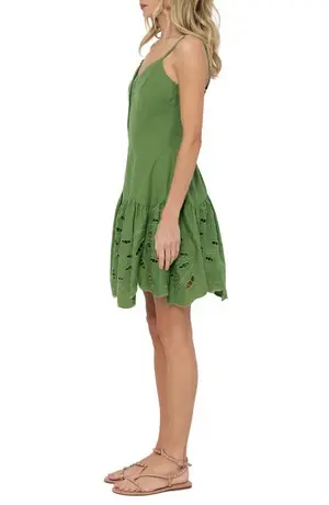 CIEBON Cathal Tiered Sleeveless Eyelet Cotton Dress