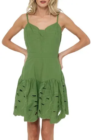 CIEBON Cathal Tiered Sleeveless Eyelet Cotton Dress