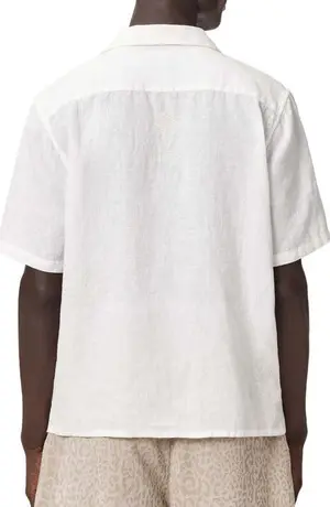 ALLSAINTS Sepal Embroidered Linen Camp Shirt