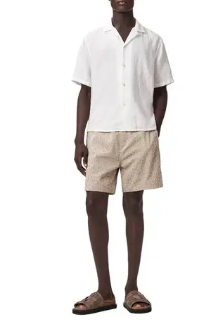 ALLSAINTS Sepal Embroidered Linen Camp Shirt