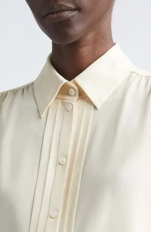 Valentino Garavani Silk Crepe Pintucked Shirt