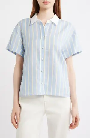 FRAME Linen Boardwalk Striped Shirt