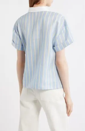 FRAME Linen Boardwalk Striped Shirt