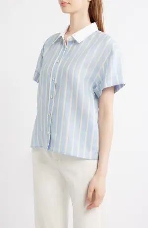 FRAME Linen Boardwalk Striped Shirt