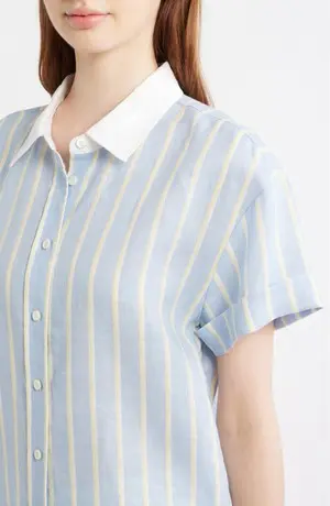 FRAME Linen Boardwalk Striped Shirt