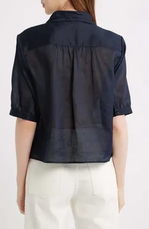 FRAME The Novelist Tie Neck Button-up Shirt