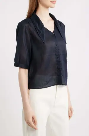 FRAME The Novelist Tie Neck Button-up Shirt