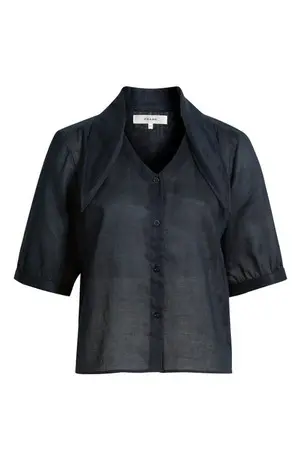 FRAME The Novelist Tie Neck Button-up Shirt