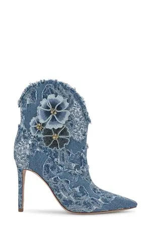 Jessica Simpson Pointed Toe Bootie With Floral Appliqués