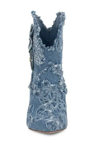Jessica Simpson Pointed Toe Bootie With Floral Appliqués