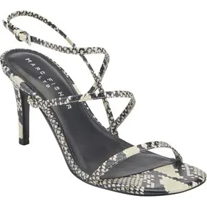Marc Fisher Snakeskin Embossed Strappy High Heel Sandals