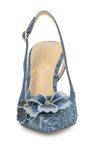 Jessica Simpson Pilita Embellished Floral Slingback Pointed Toe Pump