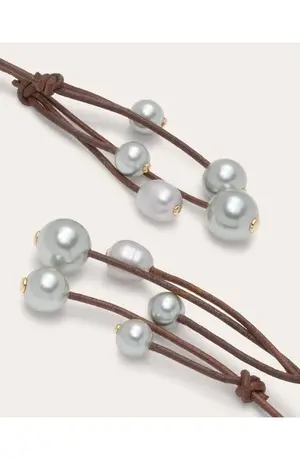 Ramy Brook Riya Drop Earrings With Pearls And Leather