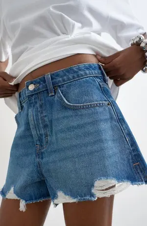 Topshop Distressed Denim Cutoff Shorts